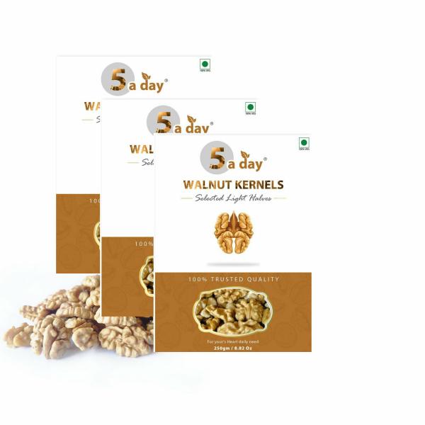 5 A Day Walnuts Kashmiri Snow White Halves Walnut Kernels 750g (Pack of ...