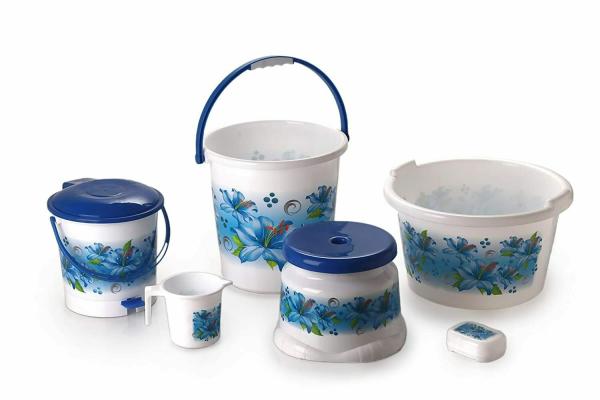 Regalo Bathroom Accessories Set Plastic Bath Set Bathroom Bucket, Mug ...