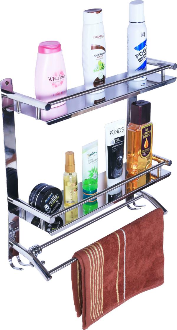 Well Set Steel Stainless Steel Towel & Robe Holders (2 Shelf) - JioMart