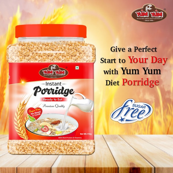 YUM YUM High Fiber Breakfast Cereals Instant Roasted Porridge Dalia ...