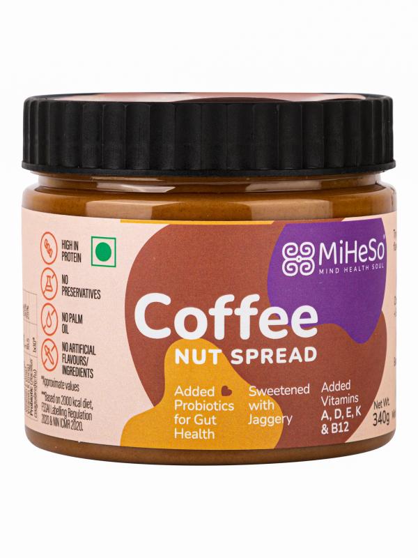 MiHeSo Coffee Peanut Butter, 340g, with Jaggery, Probiotics & 5 ...