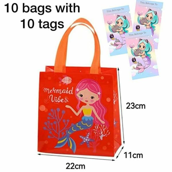 Le Delite Mermaid theme party Favor Gift Bags 10 pieces with name tag ...
