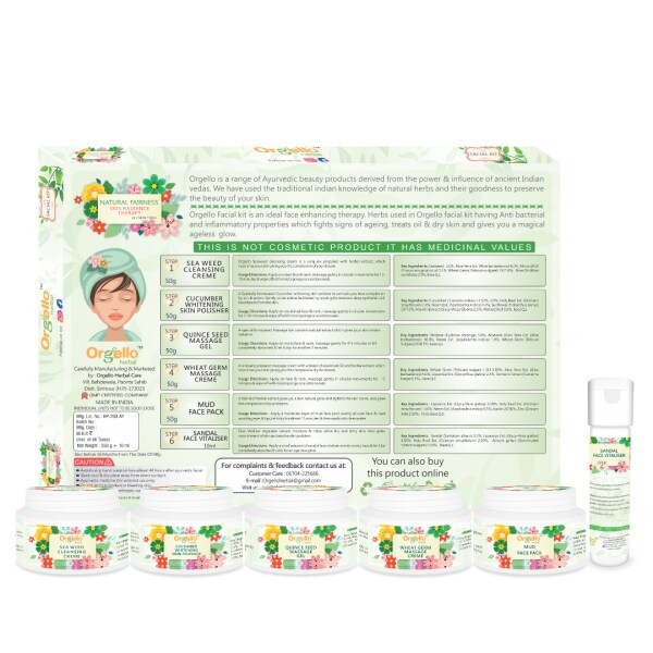 Orgello Herbal Facial kit (50 gm x 5 + 10 gm Face serum Free) - JioMart