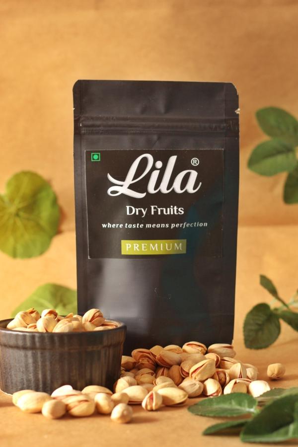 LILA DRY FRUITS Premium Roasted & Salted Pistachios 100g Pouch Pack| Namkeen Pista Dry Fruit ...