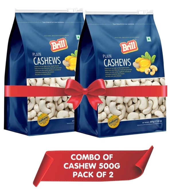 Brill Plain Whole Cashews Combo Pack 1000g (500g x 2) - JioMart