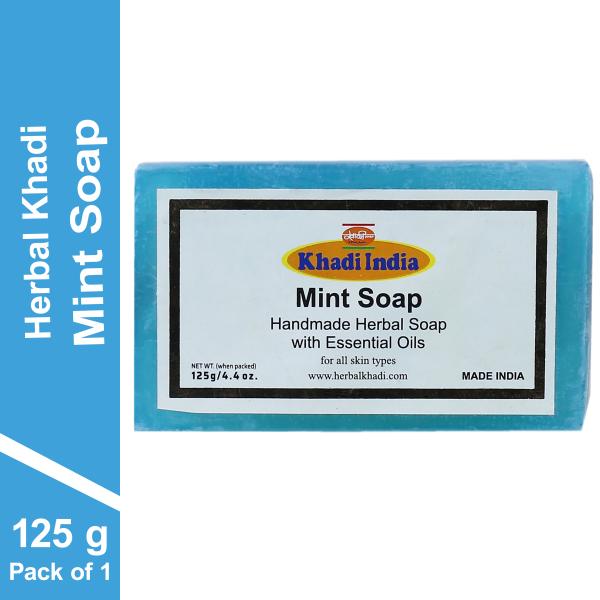 Herbal Khadi Natural Pure Mint Bathing Soap Bar for anti-inflammatory ...
