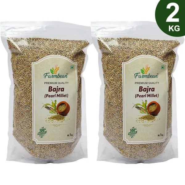 Farmbean Bajra Sabut (Pearl Millet Whole)| 2 Kg Bajra Dalia , Healty Grains Dalia & Chemical ...