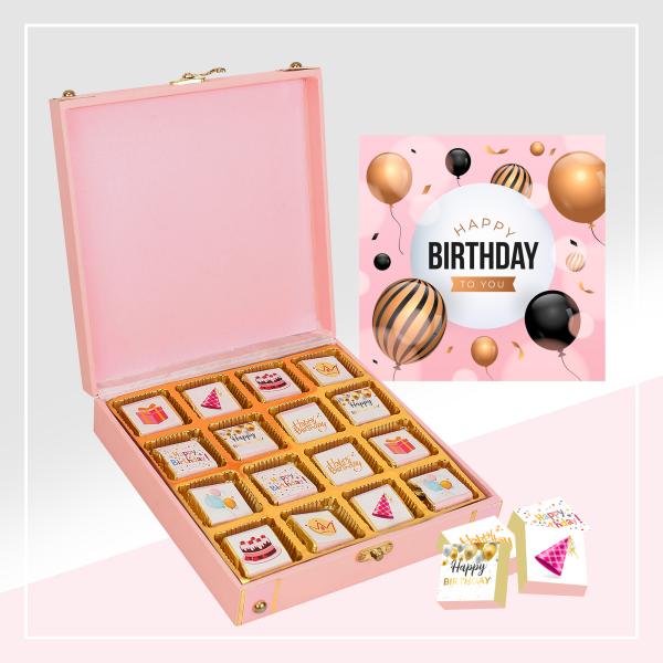 Chocoloony Happy Birthday Chocolate Wooden Gift Box with Wishing Card ...
