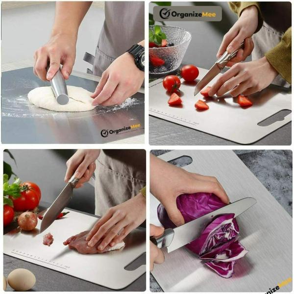 OrganizeMee Large Stainless Steel Chopping Cutting Board for Vegetable ...