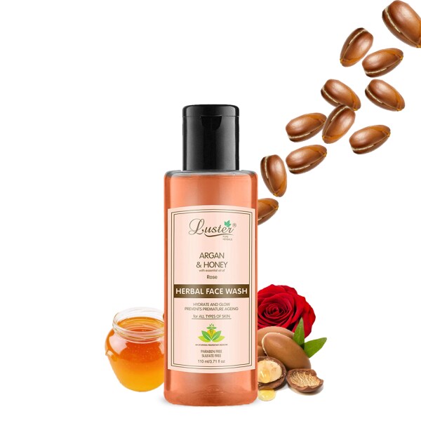 Luster Argan & Honey Face Wash | Helps Hydrate & Glowing Skin -110 ml ...