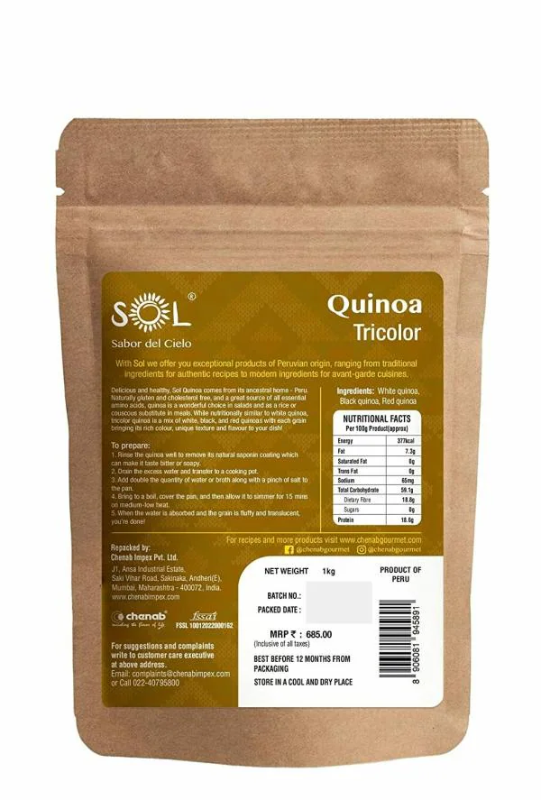 Sol Peruvian Tricolor Quinoa, 1kg - JioMart