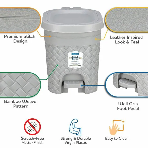 Kolorr Stitch Pedal Waste Bin Modern Design Trash Can Plastic Dustbin ...