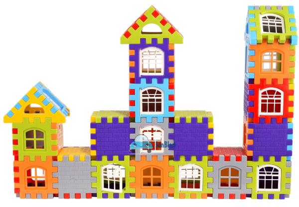 Funblast Multicolor Plastic House Building Blocks With Windows, 72 Pcs ...