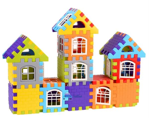 Funblast Multicolor Plastic House Building Blocks With Windows, 72 Pcs For Kids - JioMart