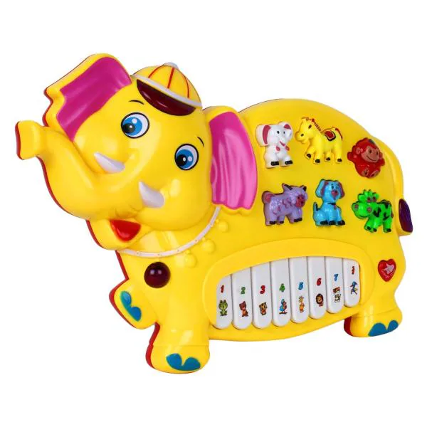 Goyals Yellow Elephant Musical Piano With 3 Modes Animal Sounds For ...