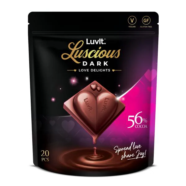 LuvIt Luscious Dark Love Delights - Heart Shaped Dark Chocolate Bars ...