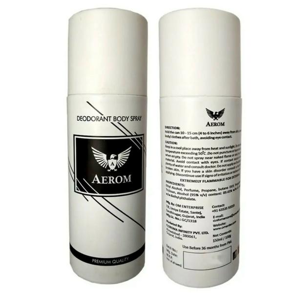 Aerom White and White Deodorant Body Spray For Men, 150 ml (Pack of 2) - JioMart