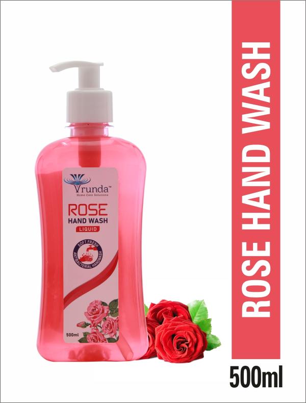 Vrunda Rose Handwash / 500ml / Softfresh / Antibacterial / Removes 99.9 ...