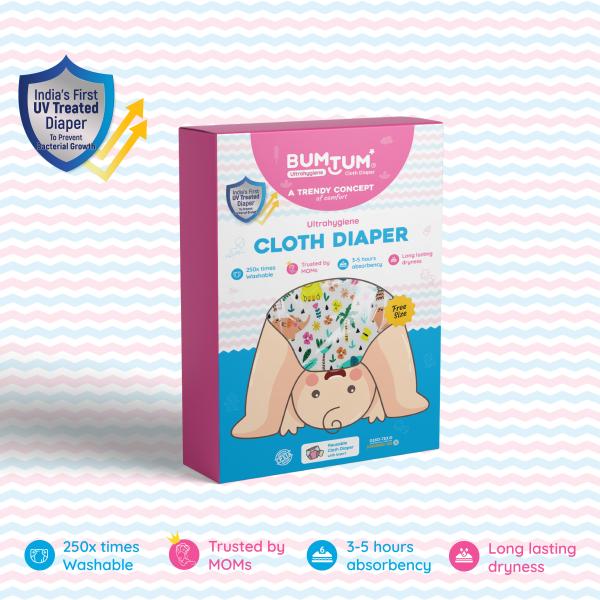 Bumtum Ultrahygiene Cloth Diaper in Jungle Print with one insert - JioMart