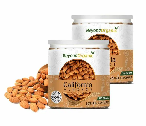 BEYOND ORGANIC Raw California Almonds Natural American Badam Giri Nuts with No Broken Pieces Jar ...
