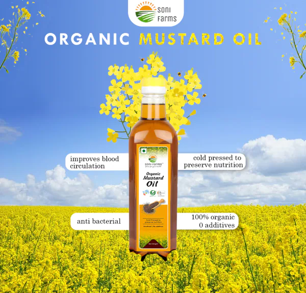 SONI FARMS ORGANIC MUSTARD OIL COLD PRESSED KACHI GHANI SARSON KA TEL 1 ...