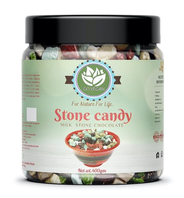 Go Vegan Stone Candy - 400g, Rock Candy, Milk Stone Chocolate [Jar Pack ...