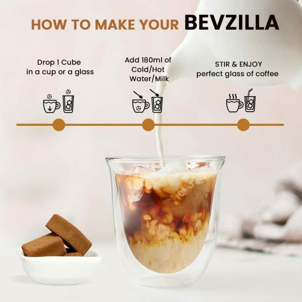 BEVZILLA 30 Instant Coffee Cubes Pack with Organic Date Palm Jaggery, 5 ...