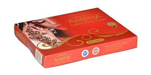 Amina No Chemicals Dyes Red Instant Tattto Outline Mehendi Cone (Pack ...