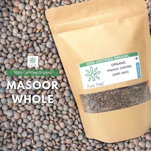 Pure Tree Organic Red Masoor Dal 400 gm | Red Lentil Whole | Rich in ...