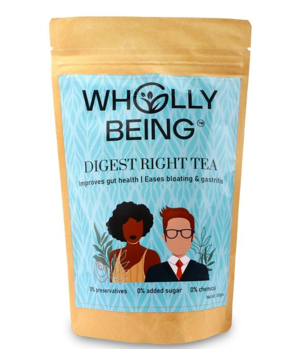 Wholly Being Digest Right Tea for better digestion & gut health 100gm ...