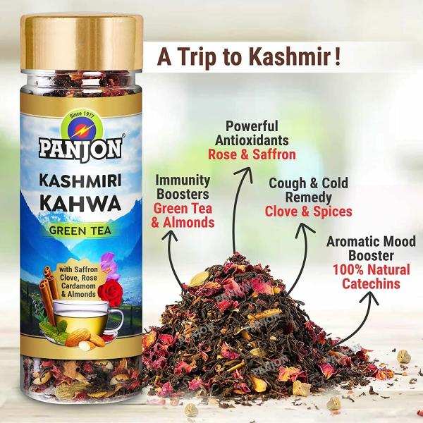 Panjon Kashmiri Kahwa Green Tea (Shahi Qawah) | Blended with Saffron ...