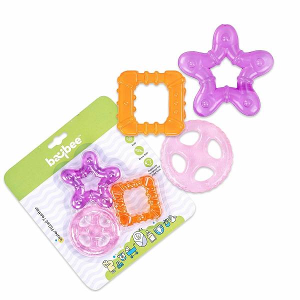 Baybee Orange Purple & Pink Silicone Baby Teether (3 - 8 M) 3 pcs - JioMart