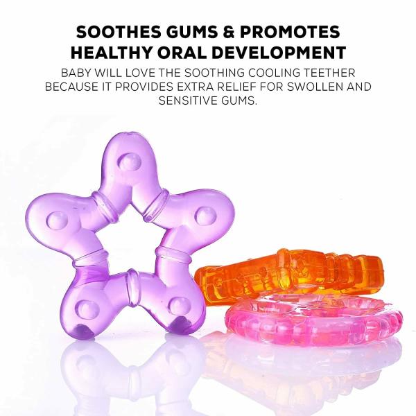 Baybee Orange Purple & Pink Silicone Baby Teether (3 - 8 M) 3 pcs - JioMart