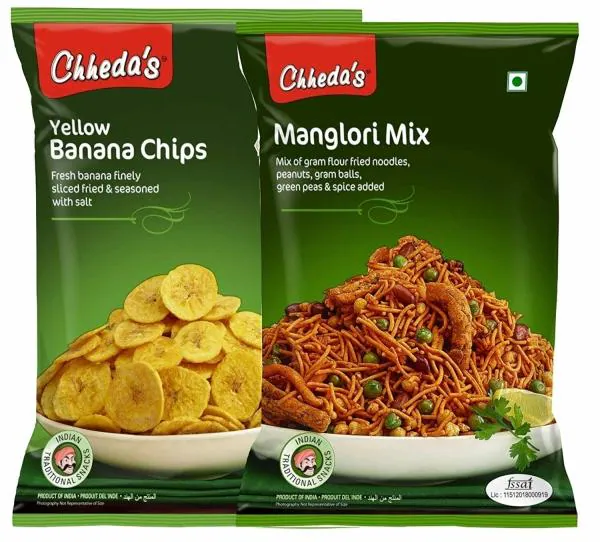 Chheda's - Yellow Banana Chips (300 Gm) and Manglori Mix (350 Gm ...