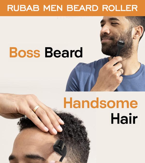 RUBAB MEN Beard Derma Roller for Beard, Mustache & Hair Growth - 540 ...