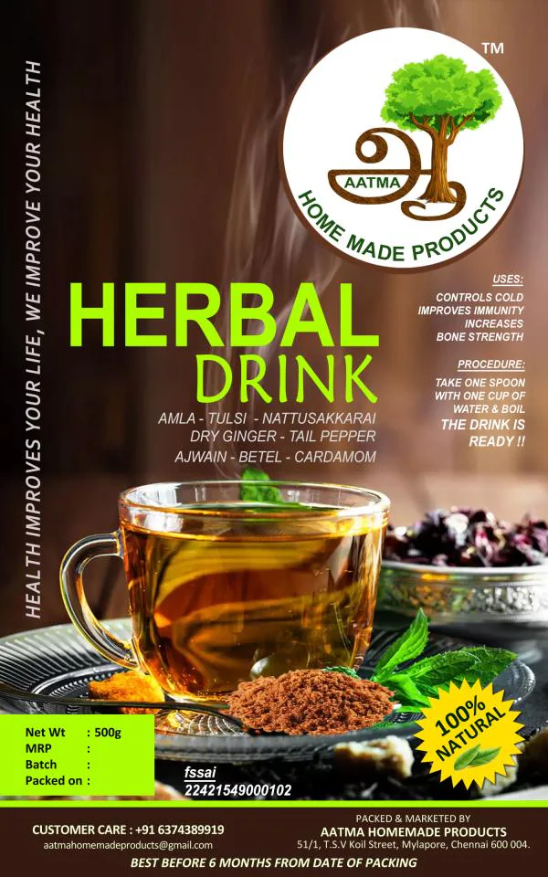 AATMA Herbal Drink Mix with Country Sugar 500gm - Healthy Drink - JioMart