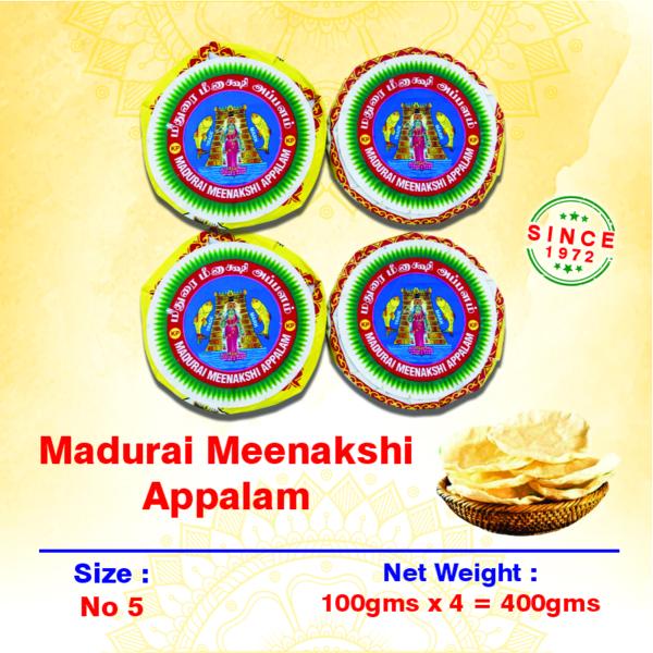 Madurai Meenakshi Appalam -100 Gm No. 5 (3.5" Round) Pack of 4 - JioMart
