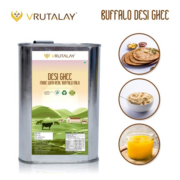 Vrutalay Buffalo Ghee 5 Litter - E | Baffelo Ghee | Buffalo Desi Ghee ...