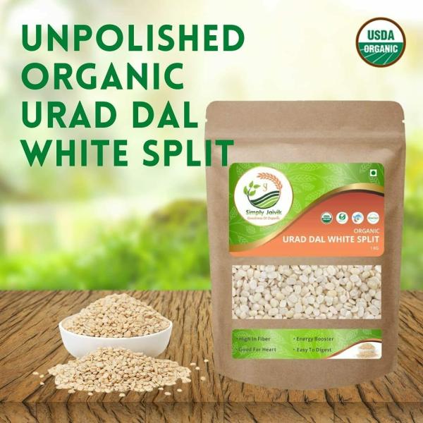 USDA Organic Certified Simply Jaivik Urad Dal Split White 2 Kg Organic - Black Gram Urad Dal ...