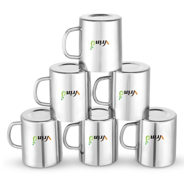 VRIND Stainless Steel Tea Cup/ Coffee Cup - Double Wall (165 ml Each ...