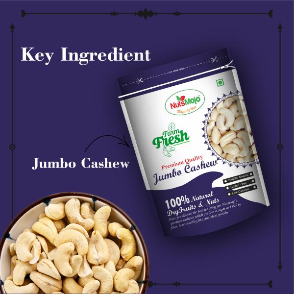 Nutsmojo Premium Whole Jumbo Cashew / Kaju Pack of 1 kg ( 250g x 4 Pack ...