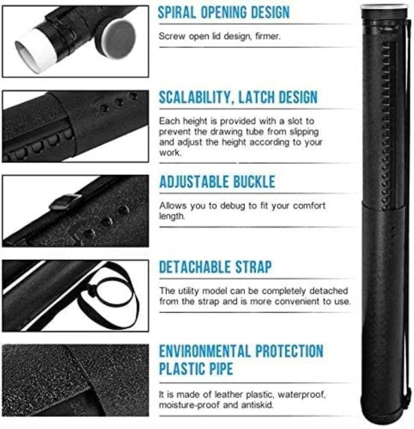 FRB ART Water and Light Resistant Plastic Storage Tube with ID Card Cap ...