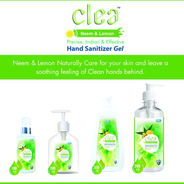 Clea Neem & Lemon Hand Sanitizer Gel Kills 99.99% Bacteria & Viruses ...