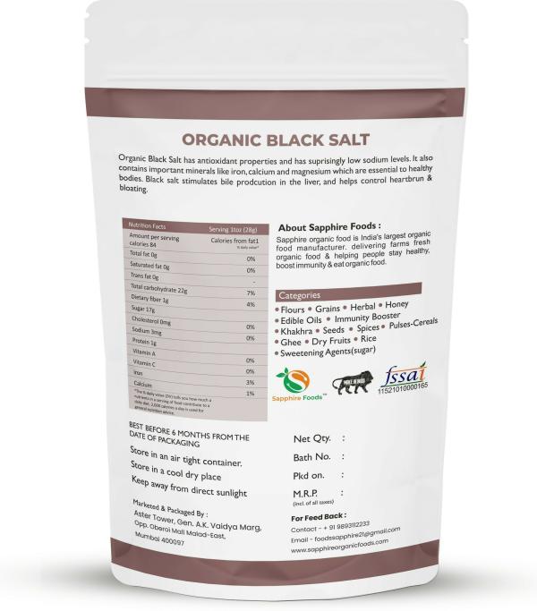 Sapphire Foods Organic Black Salt 1 kg - JioMart