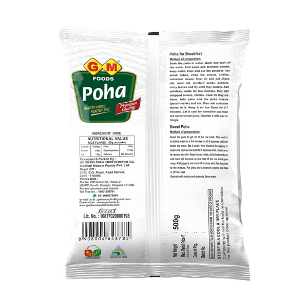 GM FOODS Classic Poha - 500g + Khatta Mittha Poha 500g Combo of 2 Pcs ...