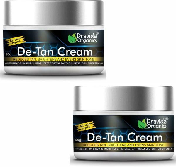 Dravida Organics De-Tan Cream All Skin Types Spot Removal 100 g (Pack ...