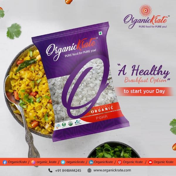 OrganicKrate - Organic White Rice Poha , Flattened Rice/Atukulu 500 ...
