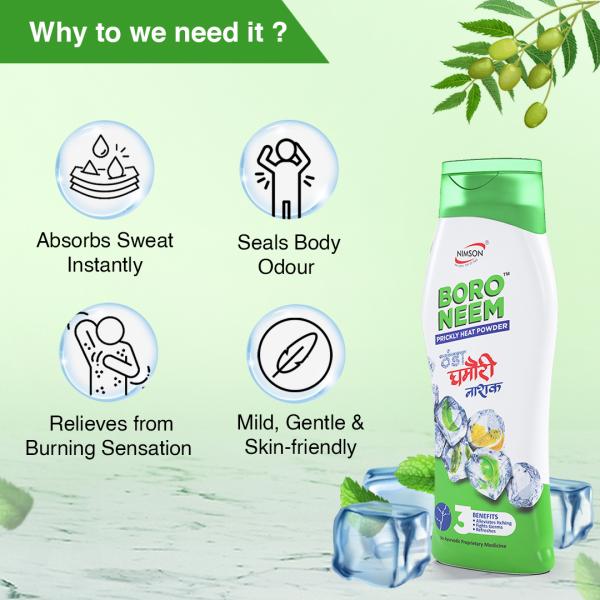 Nimson Boroneem Talcum Powder With Neem, Chandan, Tea Tree For Fights ...