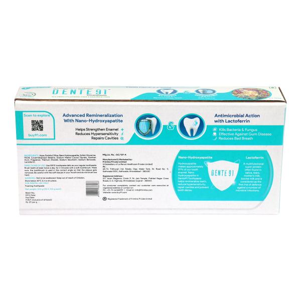 Dente91 Toothpaste, Natural Oral Defence with Remineralization for ...