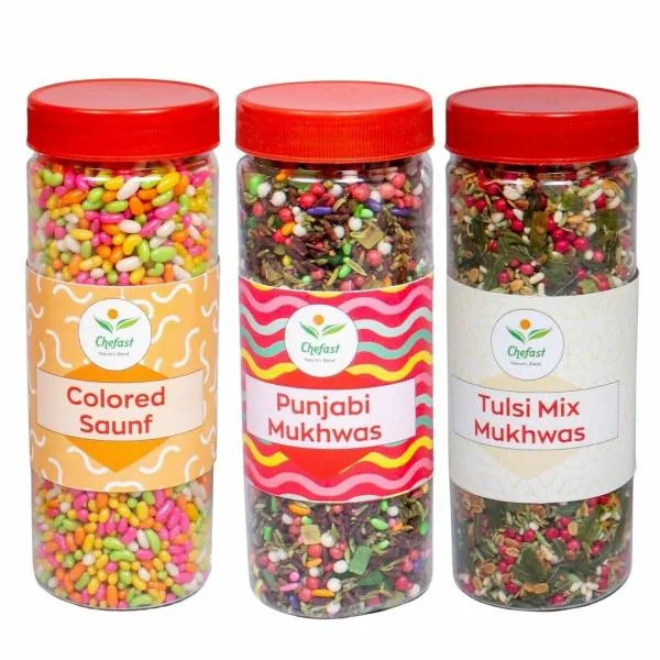 Chefast Punjabi Mukhwas, Tulsi Mix Mukhwas & Colored Saunf Pack of 3 ...